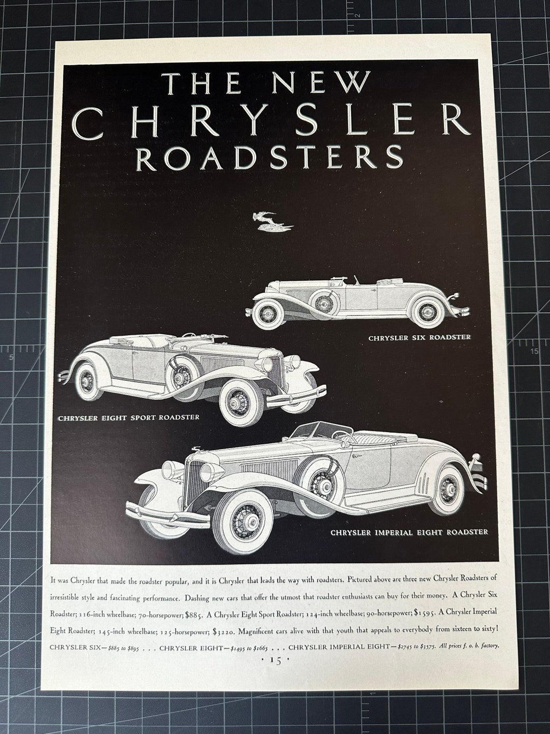 Vintage 1931 Chrysler Roadsters Original Print Ad - Etsy