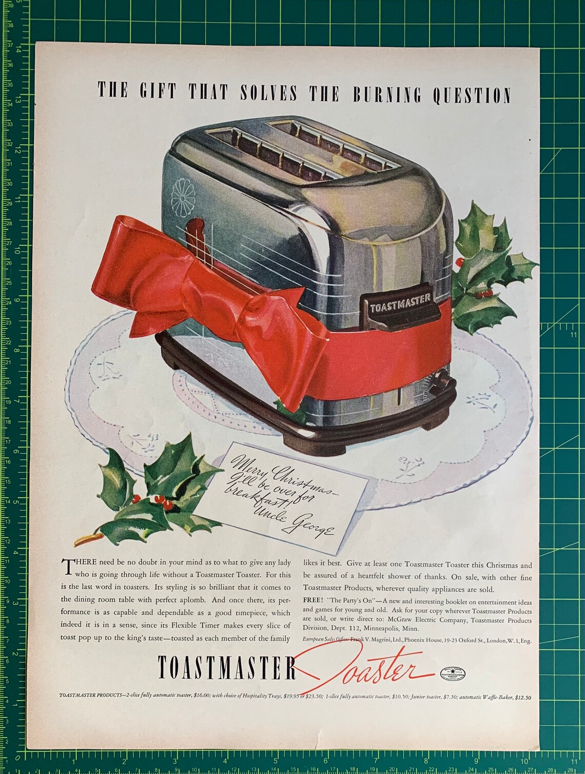 Vintage 1937 Toastmaster Toaster Christmas Print Ad | Etsy