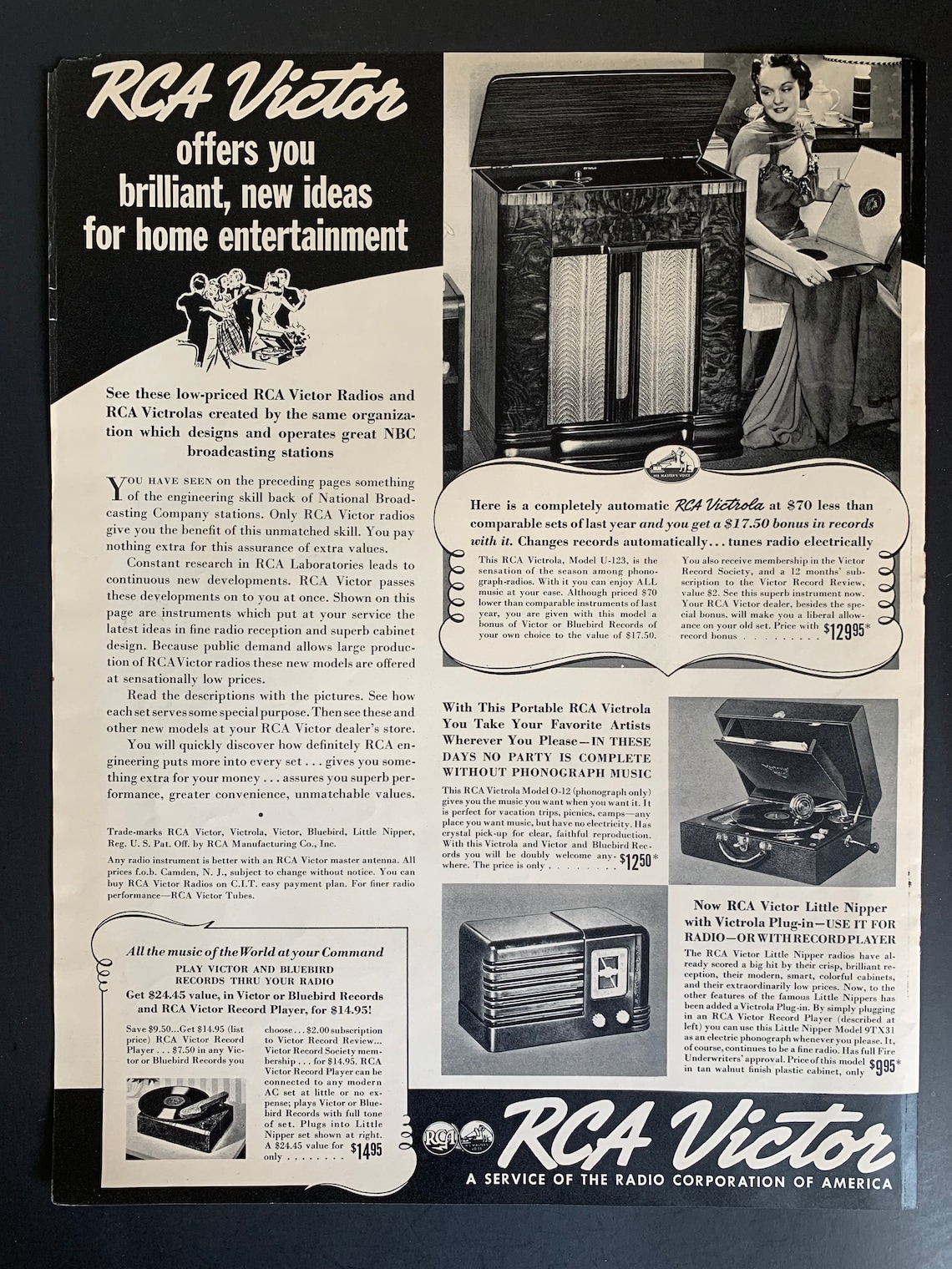 Vintage 1930s RCA Victor Radio Ad | Etsy