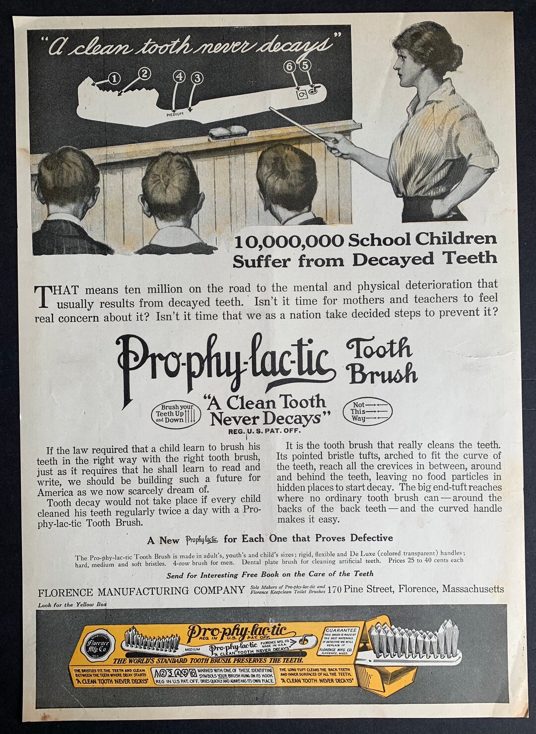 Vintage 1915 Prophylactic Toothbrush Print Ad - Etsy