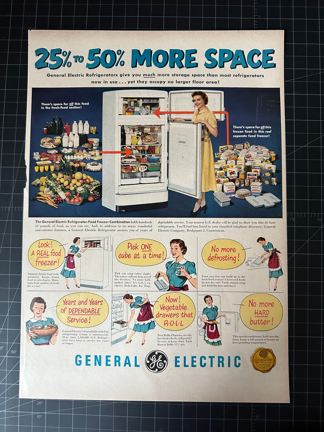 Vintage 1940s General Electric Refrigerator Print Ad - Etsy