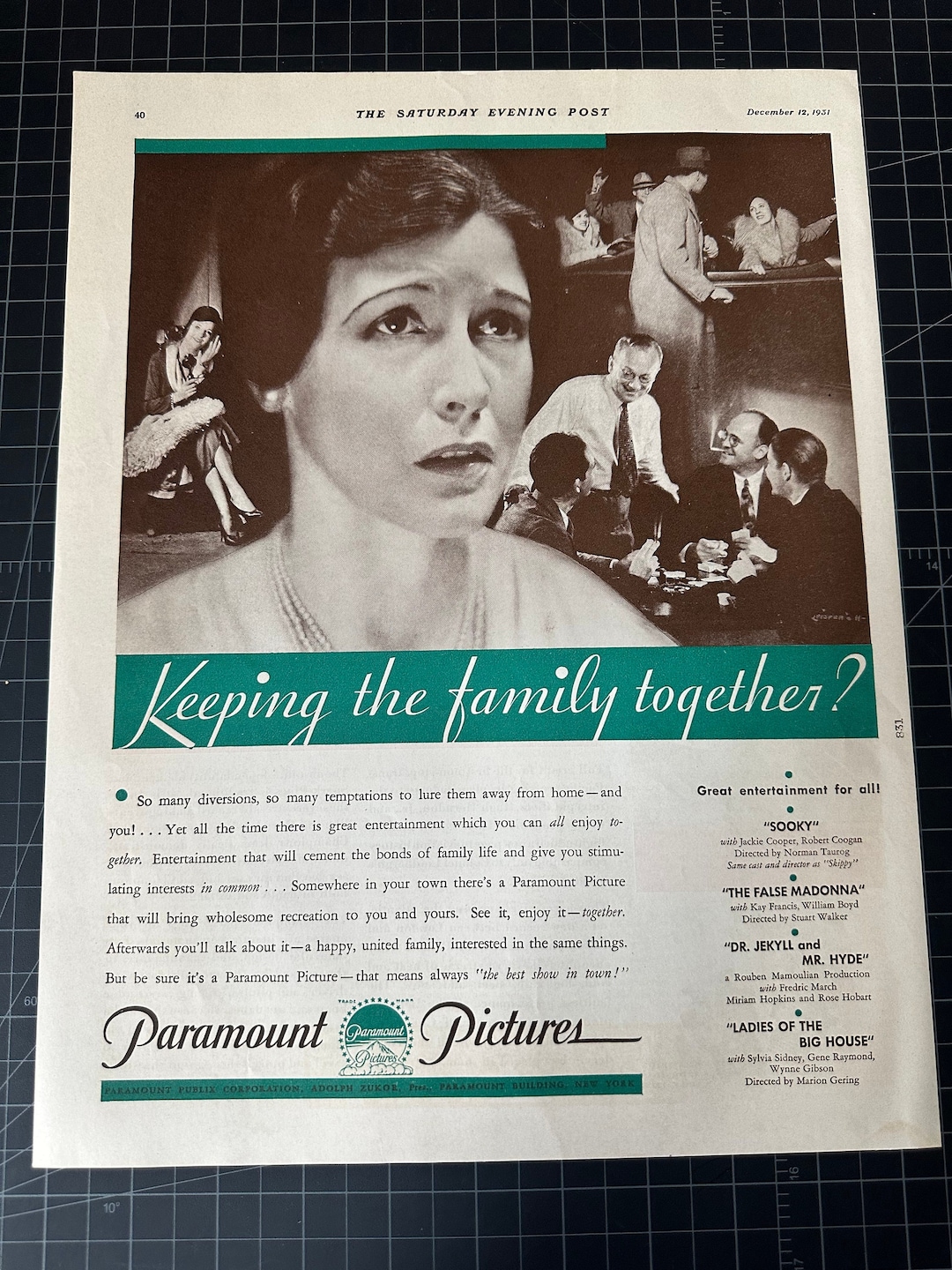 Vintage 1931 Paramount Pictures Studio Original Film Print Ad - Norma ...