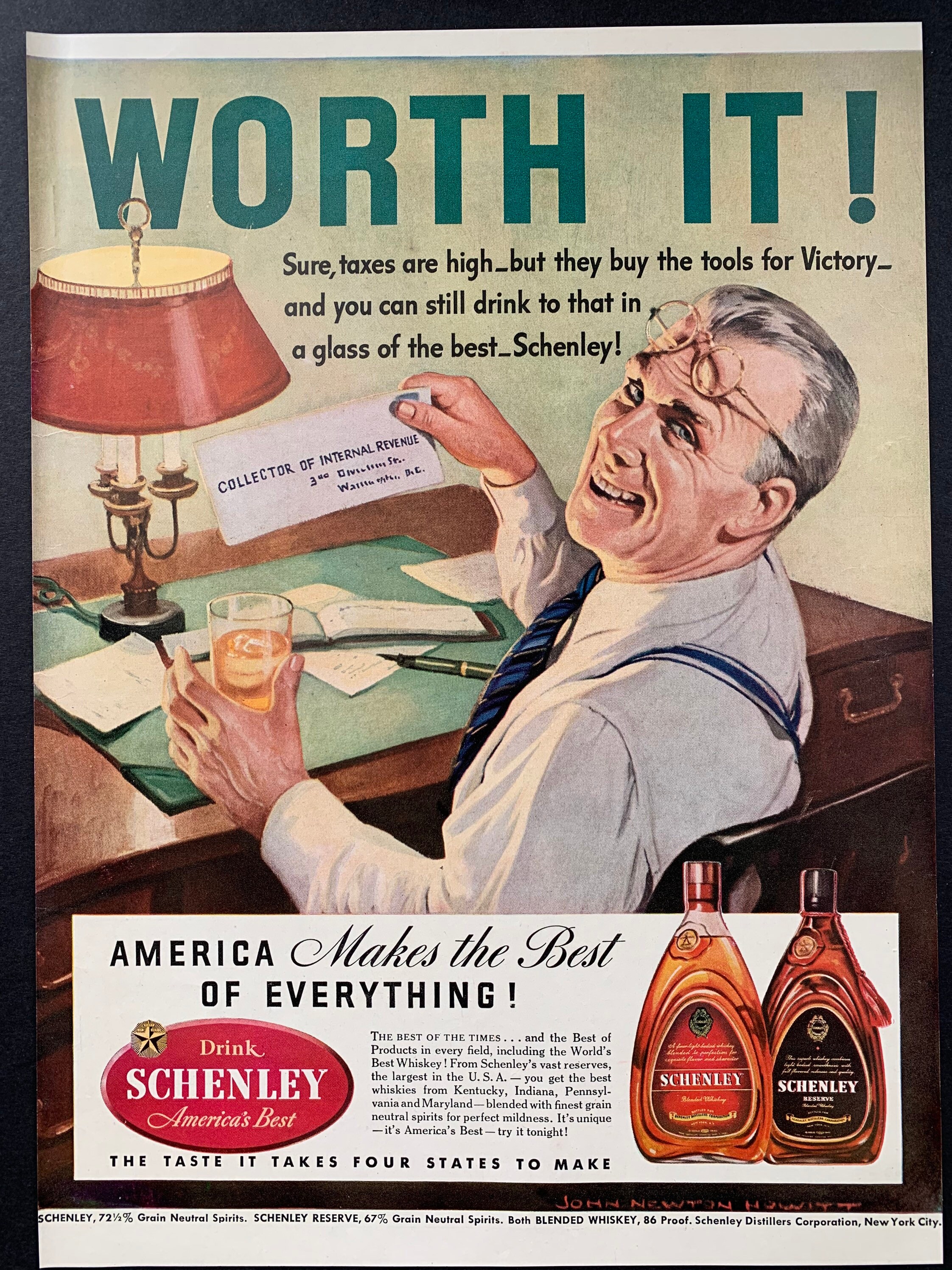 Vintage 1943 Schenley Whiskey Ad | Etsy