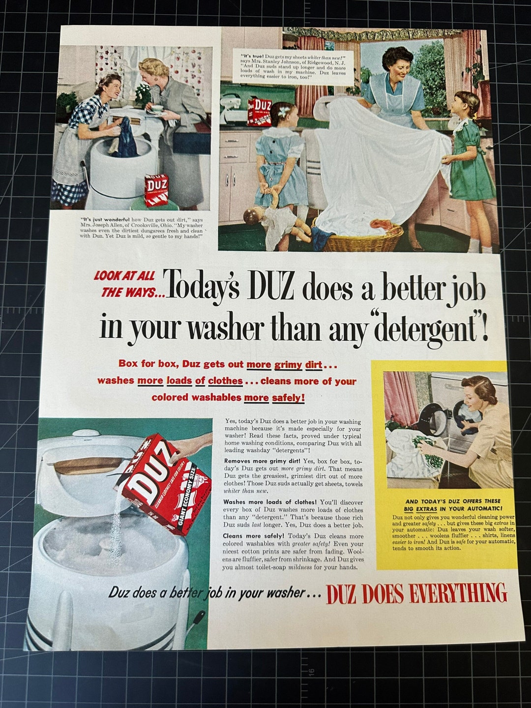 Vintage 1952 Duz Detergent Print Advertisement - Etsy