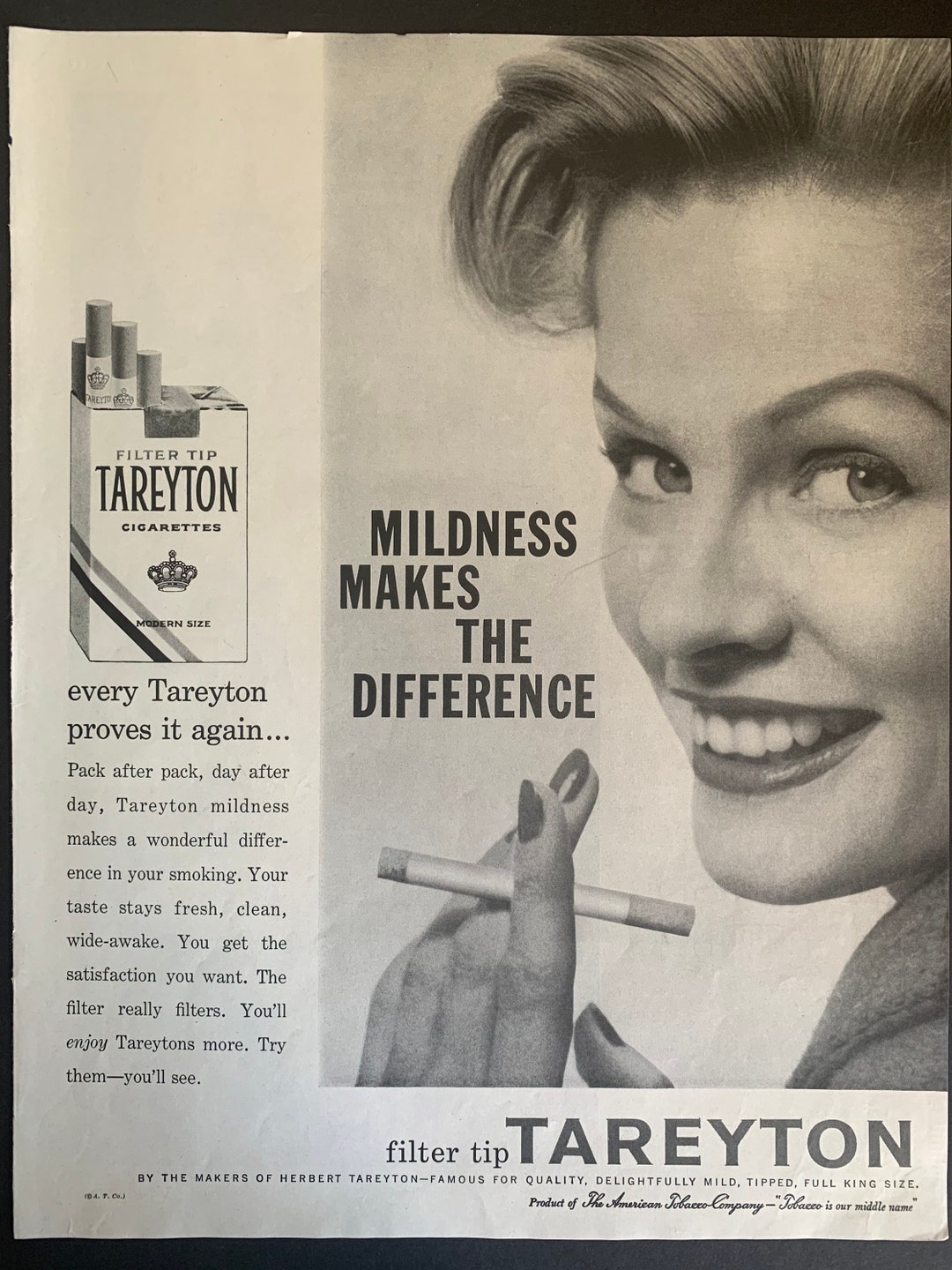 Vintage 1960s Tareyton Cigarettes Ad - Etsy