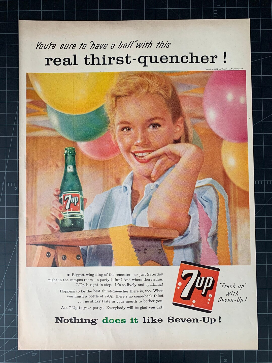 Vintage 1957 7UP Original Print Ad - Etsy