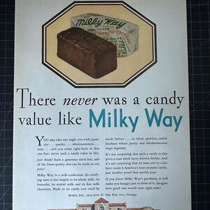 Vintage 1931 Milky Way Candy Bar Print Ad - Etsy