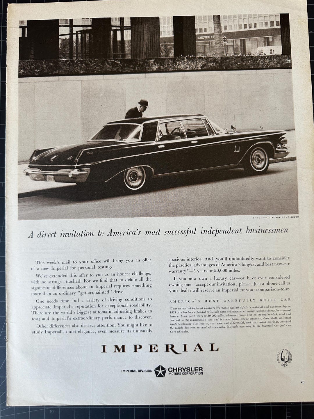 Vintage 1963 Chrysler Imperial Print Ad - Etsy