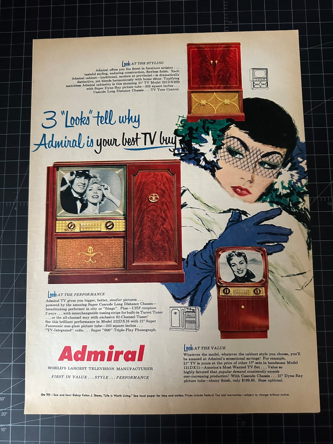 Vintage 1947 Admiral TV Original Print Ad - Etsy