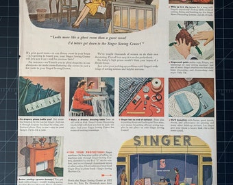 1957 SINGER SEWING CENTERS Sewing Machine Supplies Vintage Print Ad - Etsy