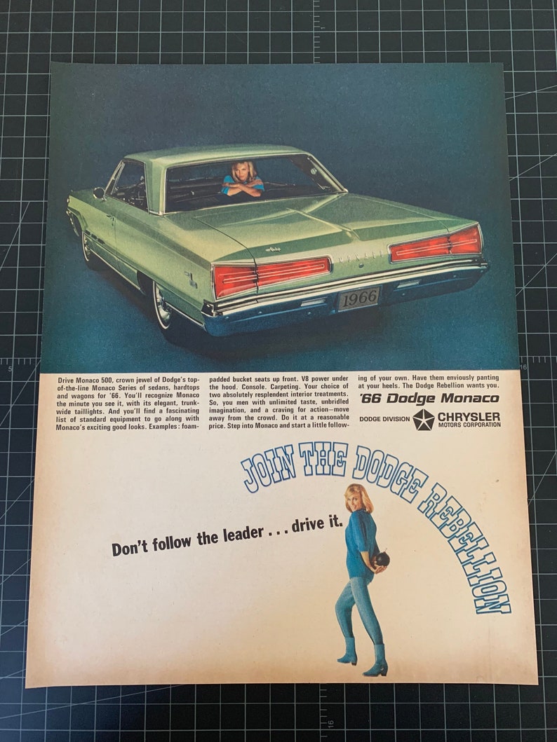 Vintage 1966 Dodge Monaco Original Print Ad - Etsy