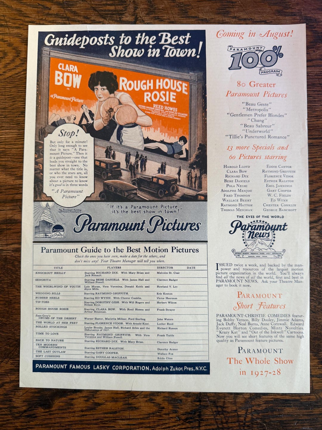 Vintage 1927 Paramount Pictures Original Advertisement - Clara Bow ...