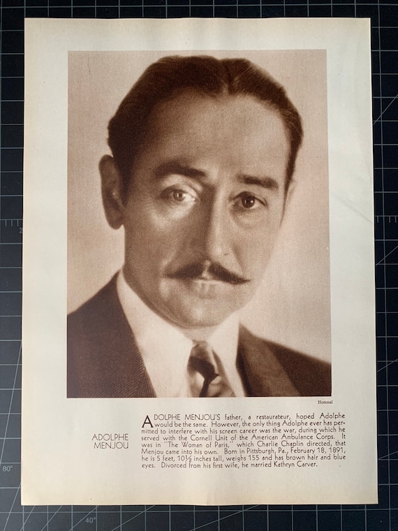Vintage Circa 1930 Adolphe Menjou Photoplay Portrait - Etsy