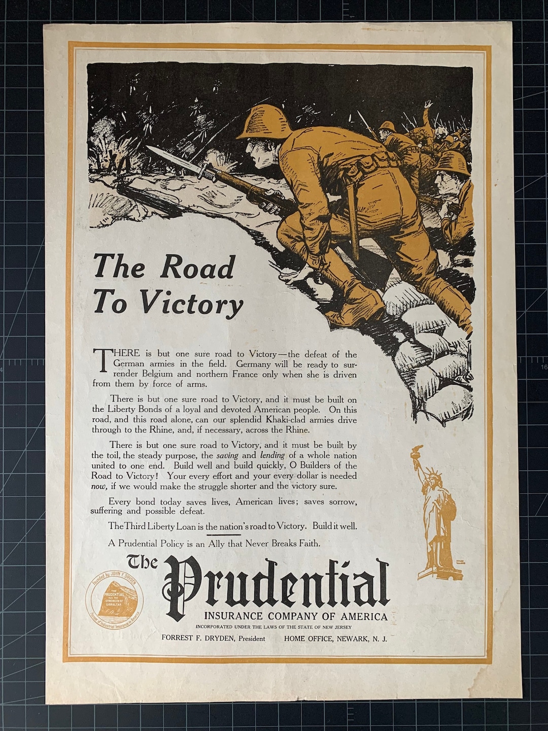 Vintage 1918 the Prudential Insurance Company Ww1 Print Advertisement ...