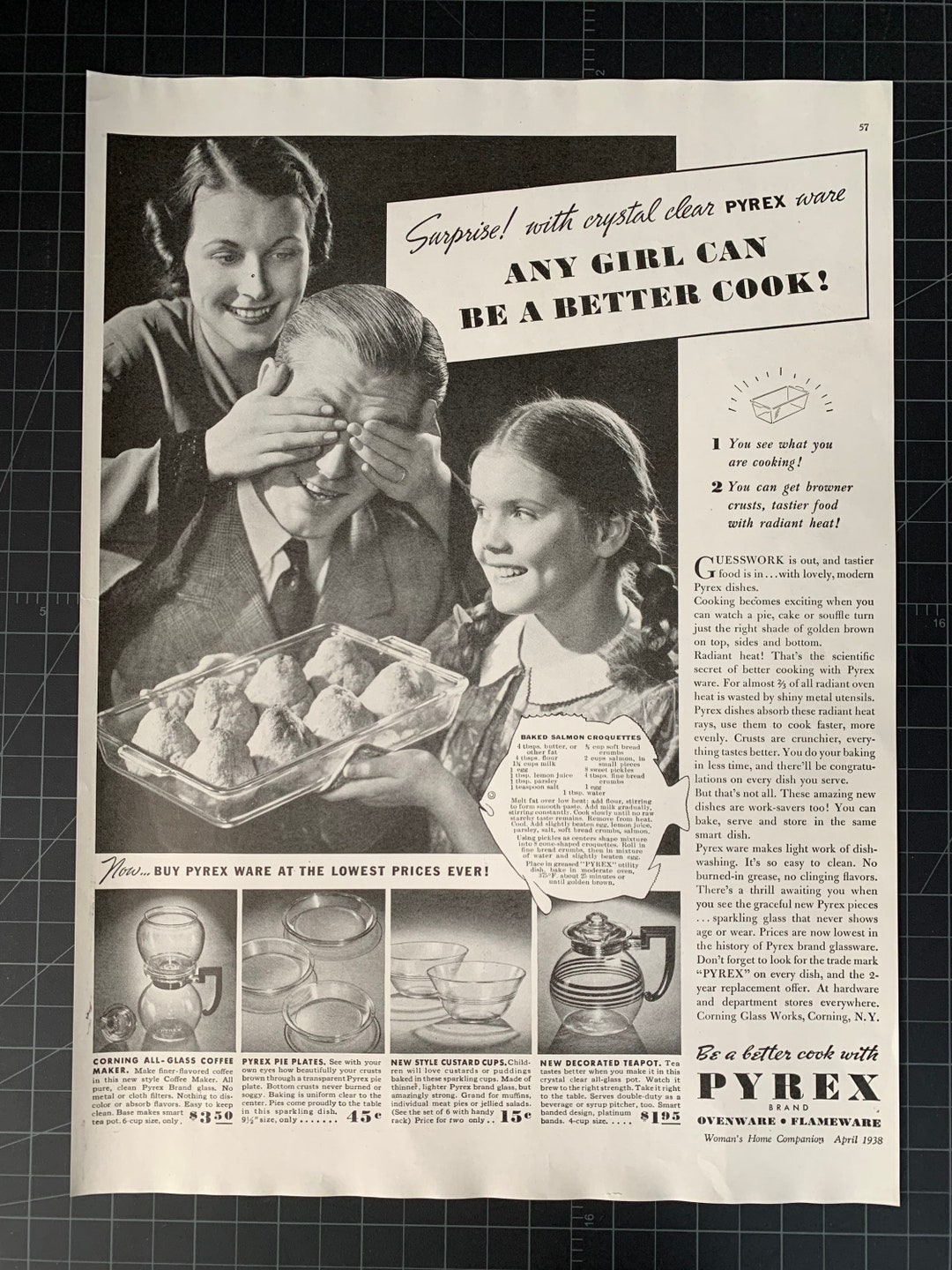 Vintage 1938 Pyrex Ovenware Print Advertisement - Etsy