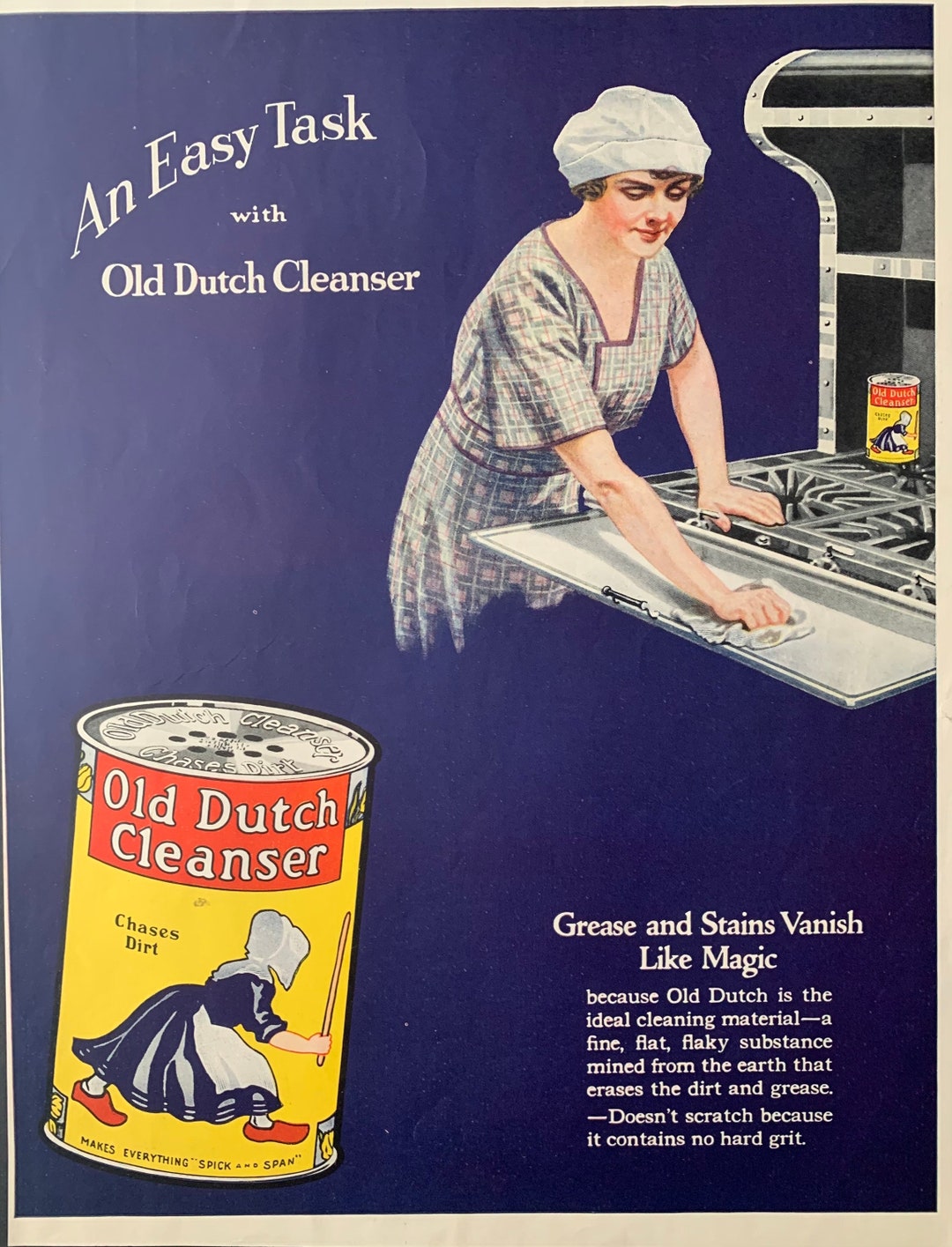Vintage 1922 Old Dutch Cleanser Original Print Ad - Etsy