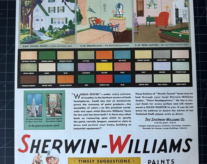 Vintage 1931 Sherwin-williams Paint Print Ad - Etsy