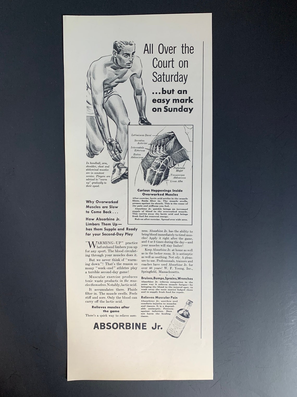 Vintage 1930s Absorbine Jr. Athletic Supplement Ad - Etsy