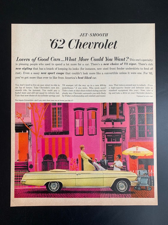 Vintage 1962 Chevrolet Impala Convertible Print Ad - Etsy