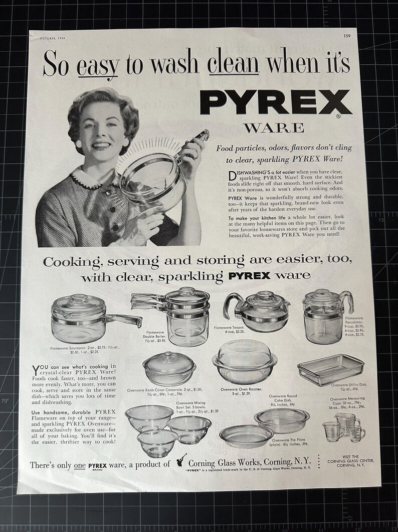 Vintage 1954 Pyrex Ovenware Print Ad - Etsy