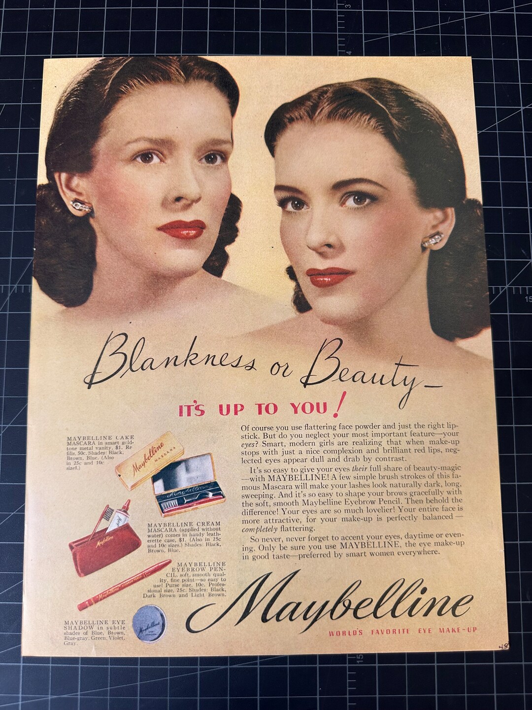 Vintage 1948 Maybelline Cosmetics Print Ad - Etsy