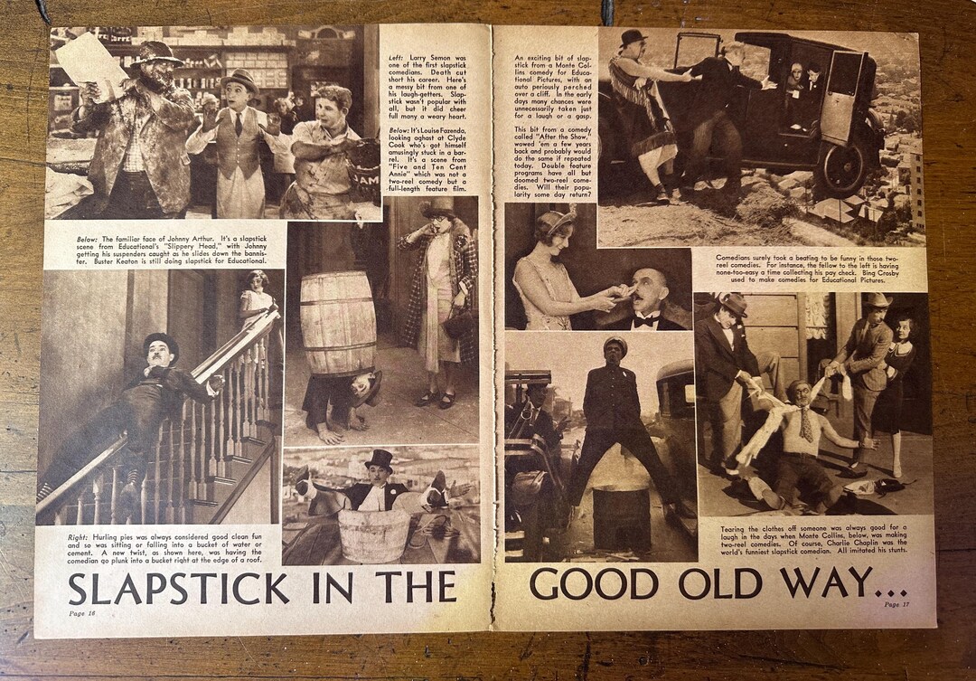Rare Vintage 1930s Slapstick Comedy Film 2-page Promo Article - Charlie ...