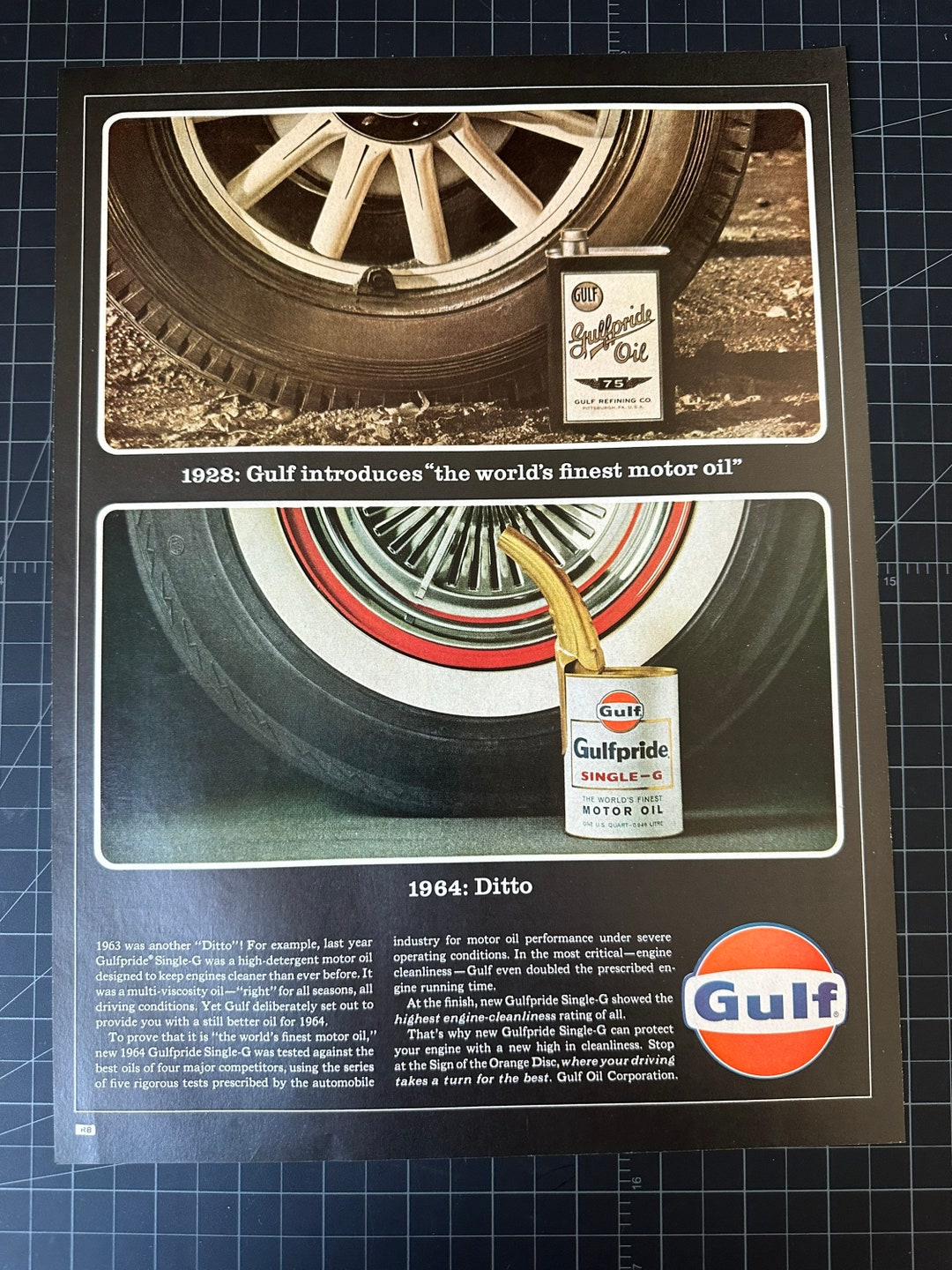 Vintage 1960s Gulf Motor Oil Print Ad - Etsy