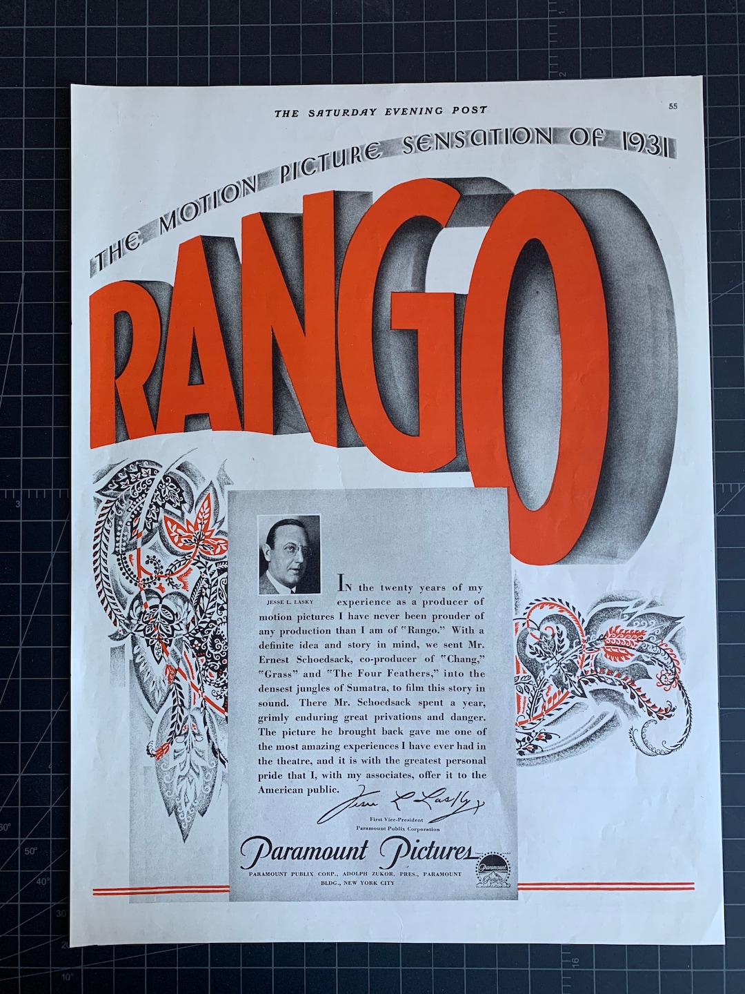 Vintage 1931 Paramount Pictures “rango” Film Print Advertisement - Etsy