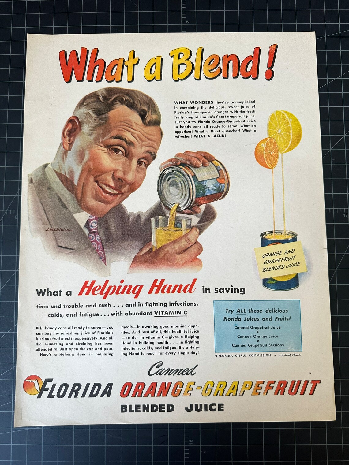 Vintage 1945 Florida Citrus Juice Print Ad - Etsy