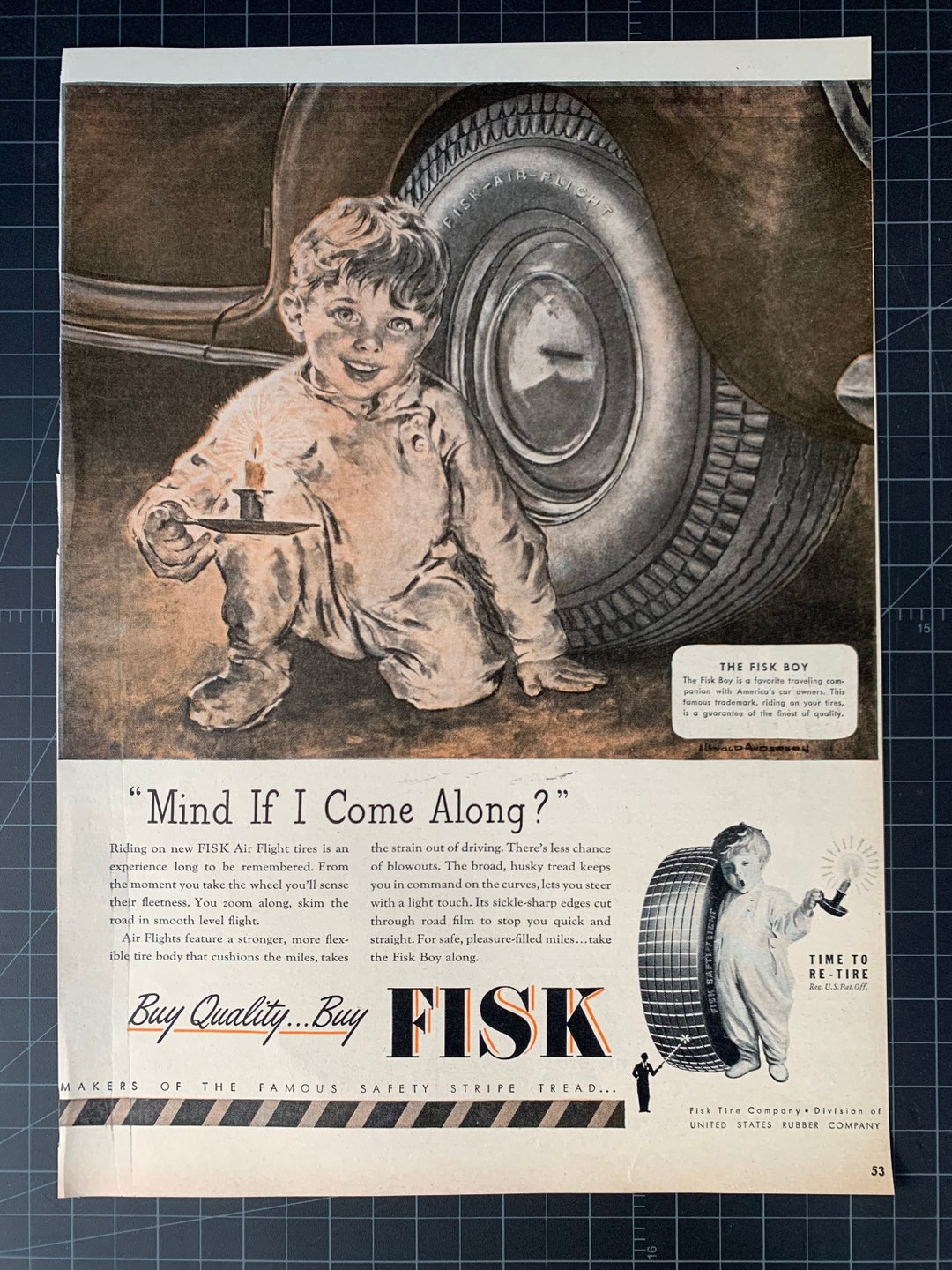 Vintage 1946 Fisk Tires Print Advertisement - Etsy