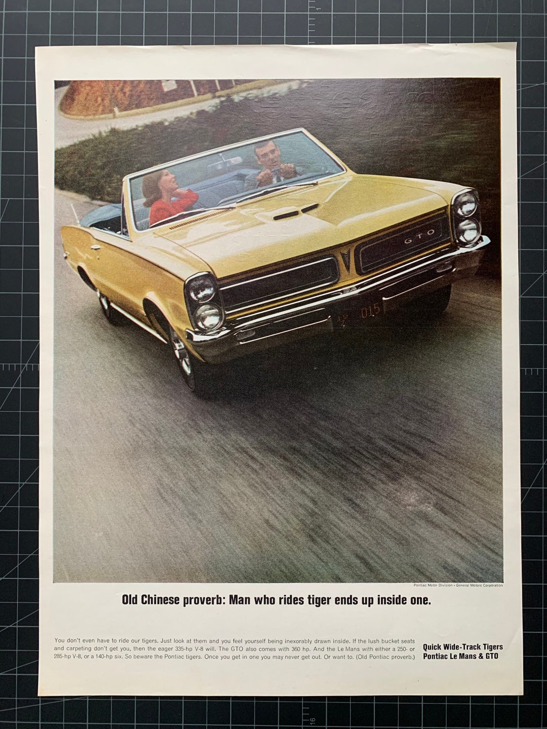 Vintage 1965 Pontiac GTO Print Advertisement - Etsy
