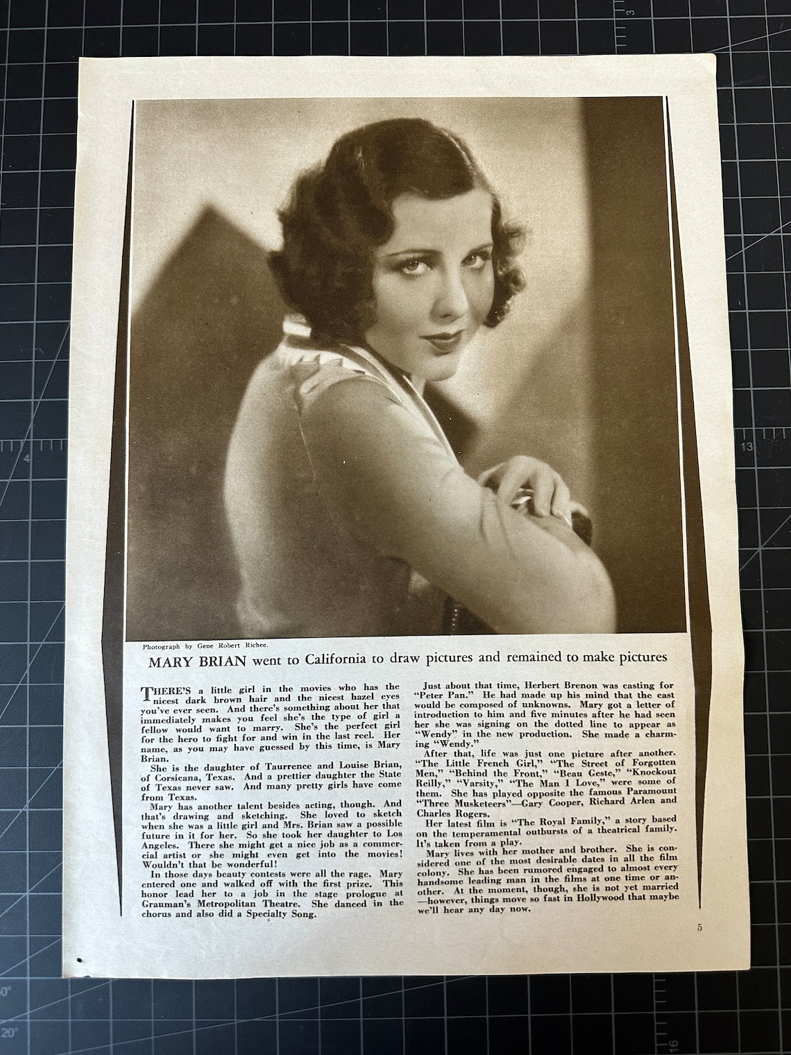 Vintage 1930s Mary Brian Portrait & Bio Page - Etsy