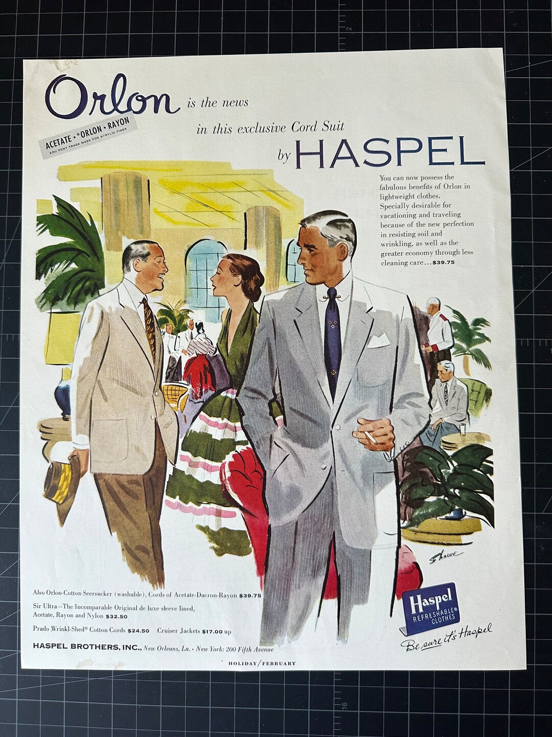 Vintage 1950s Haspel Men’s Suits Print Advertisement - Etsy