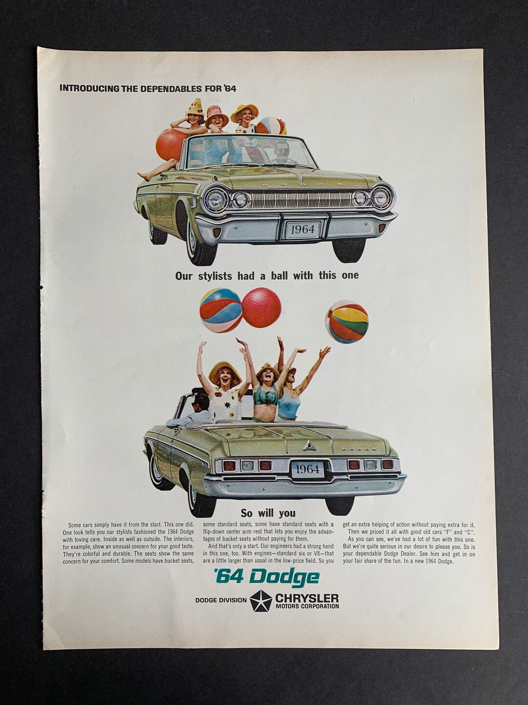Vintage 1964 Dodge Auto Print Advertisement - Etsy