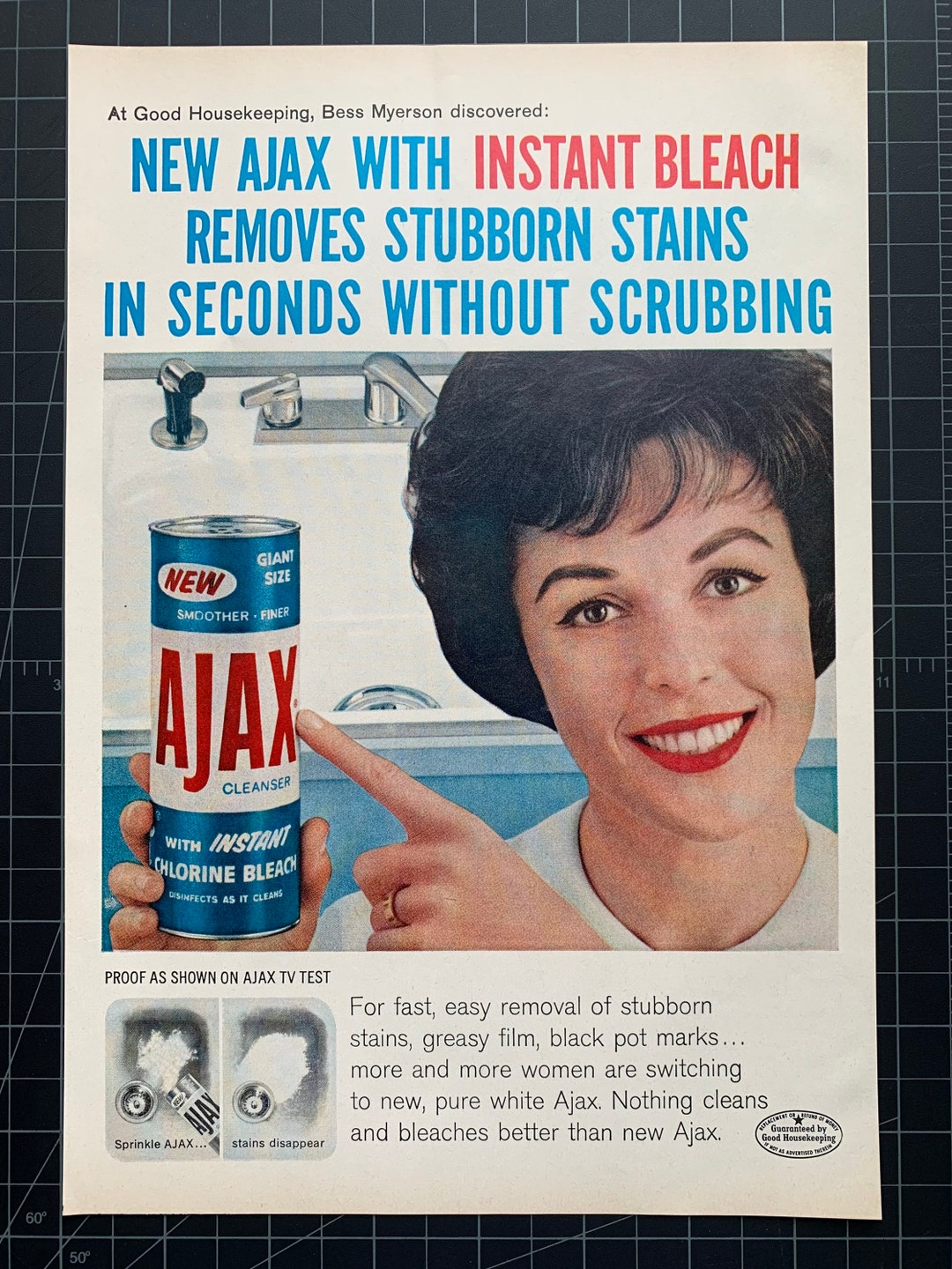 Vintage 1961 Ajax Cleanser Print Advertisement - Etsy UK