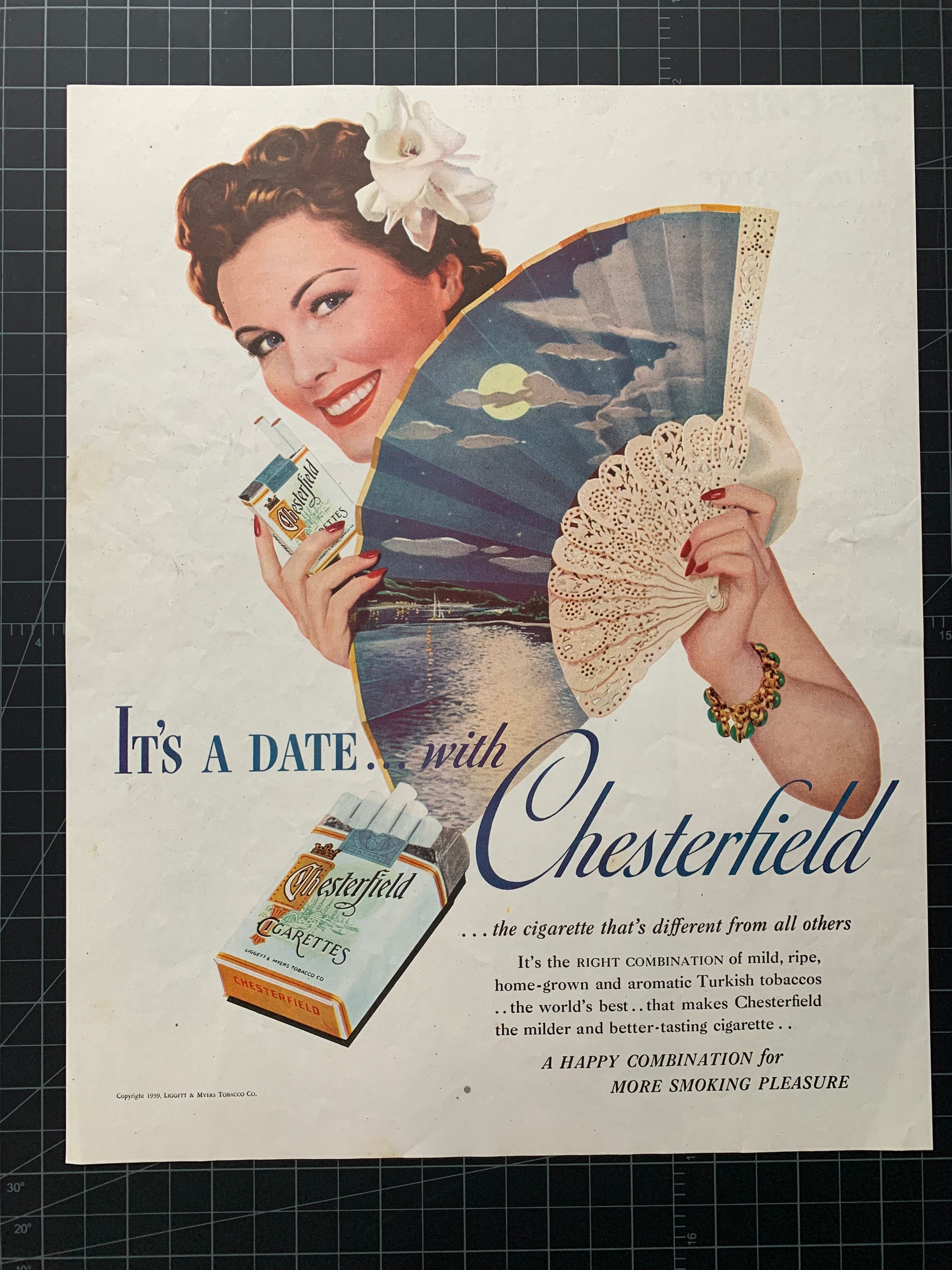 Vintage 1939 Chesterfield Cigarettes Print Ad | Etsy