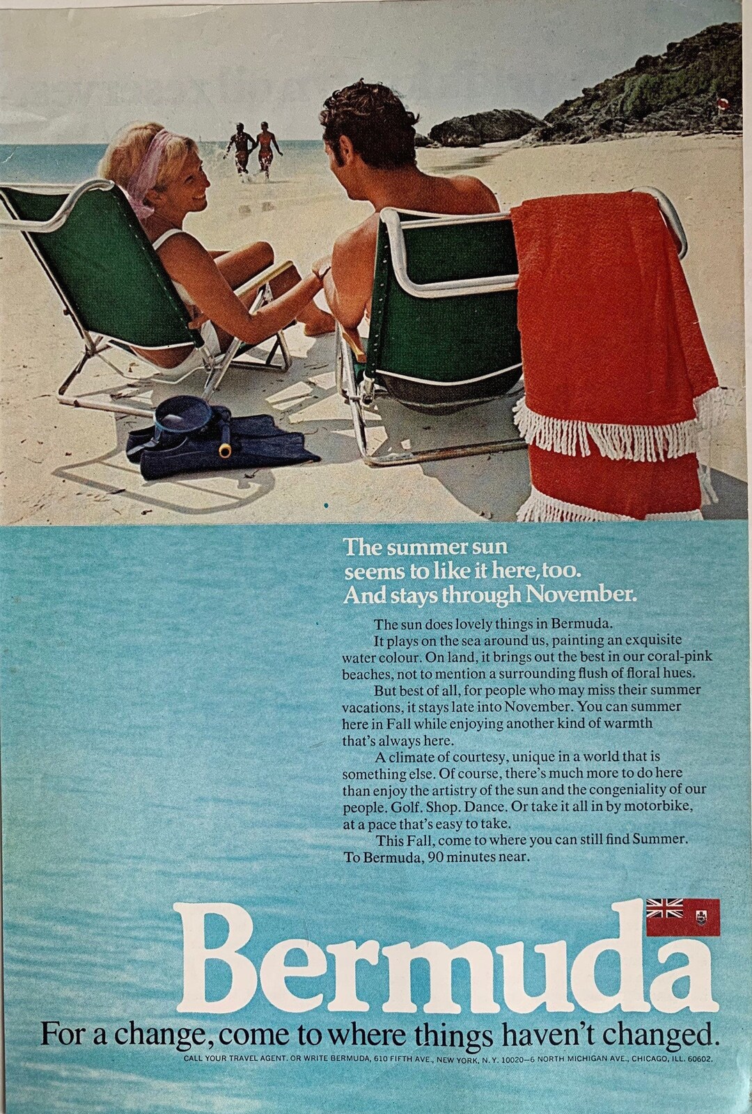 Vintage 1960s Bermuda Travel Advertisement Retro Gift Decor - Etsy