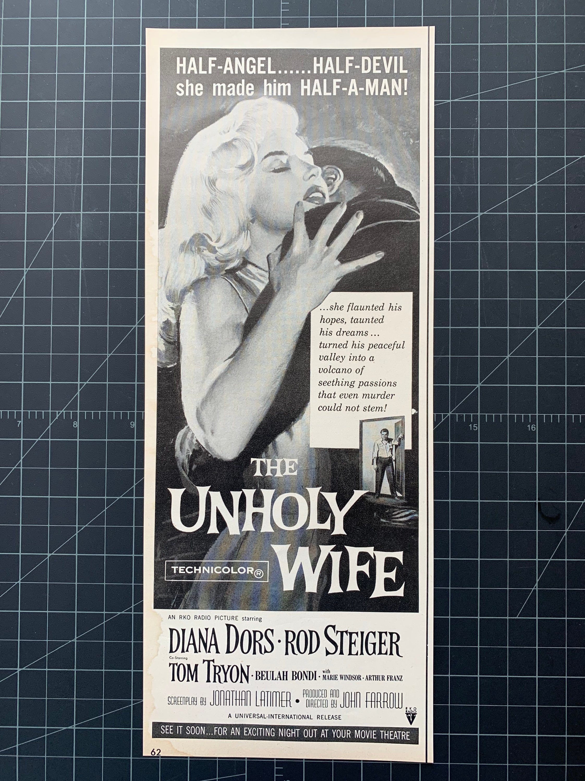 Vintage 1957 The Unholy Wife Film Print Ad Diana Dors | Etsy
