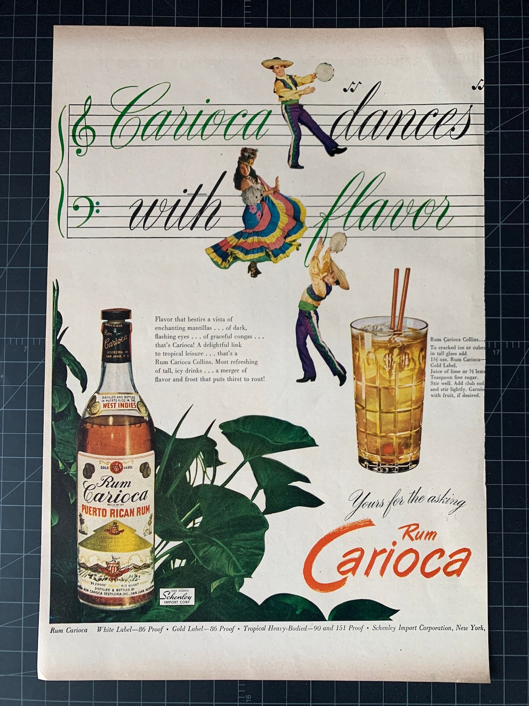 Vintage 1946 Rum Carioca Print Werbung - Etsy Österreich