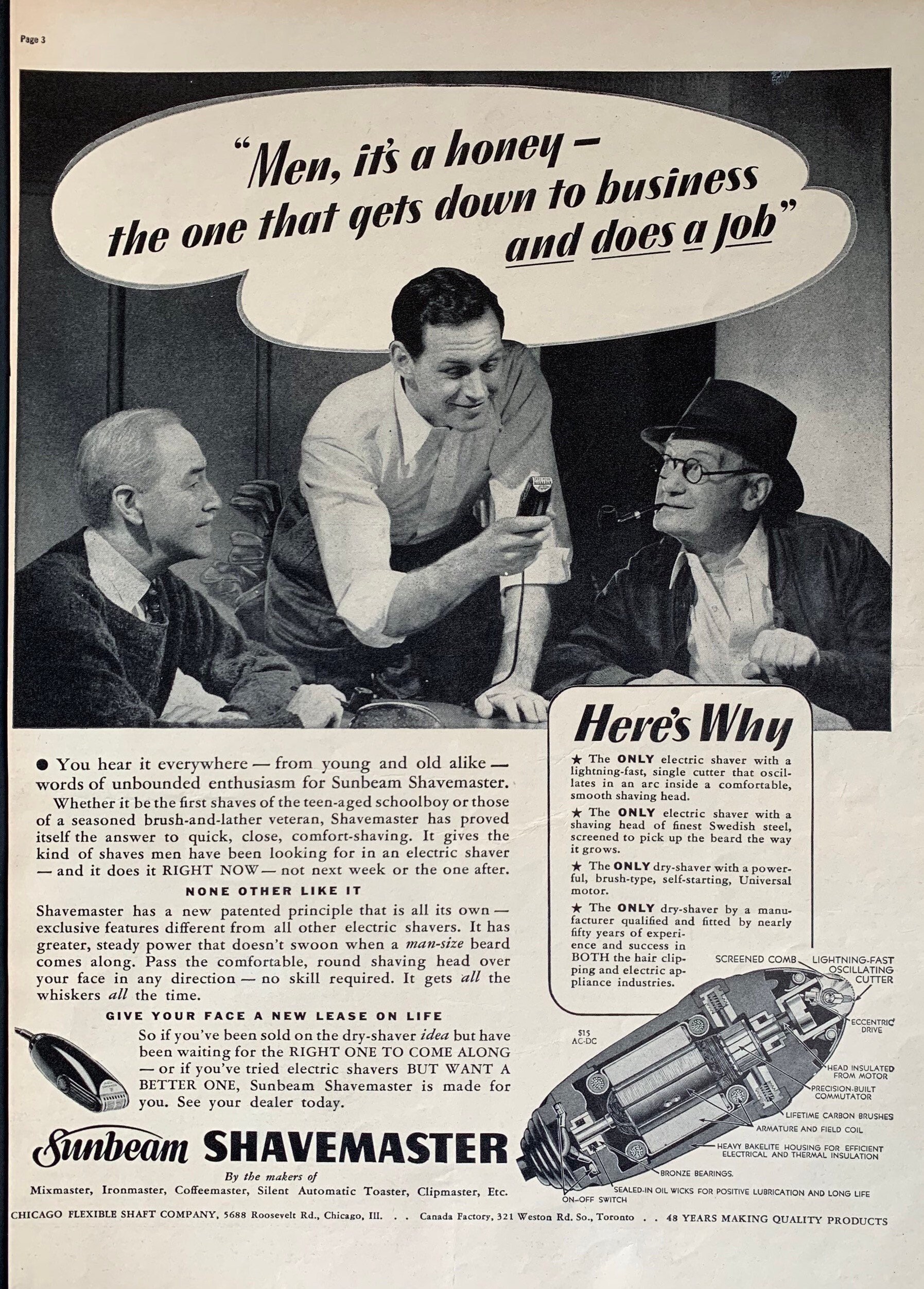 Vintage 1930s Sunbeam Shavemaster Electric Shaver Ad | Etsy