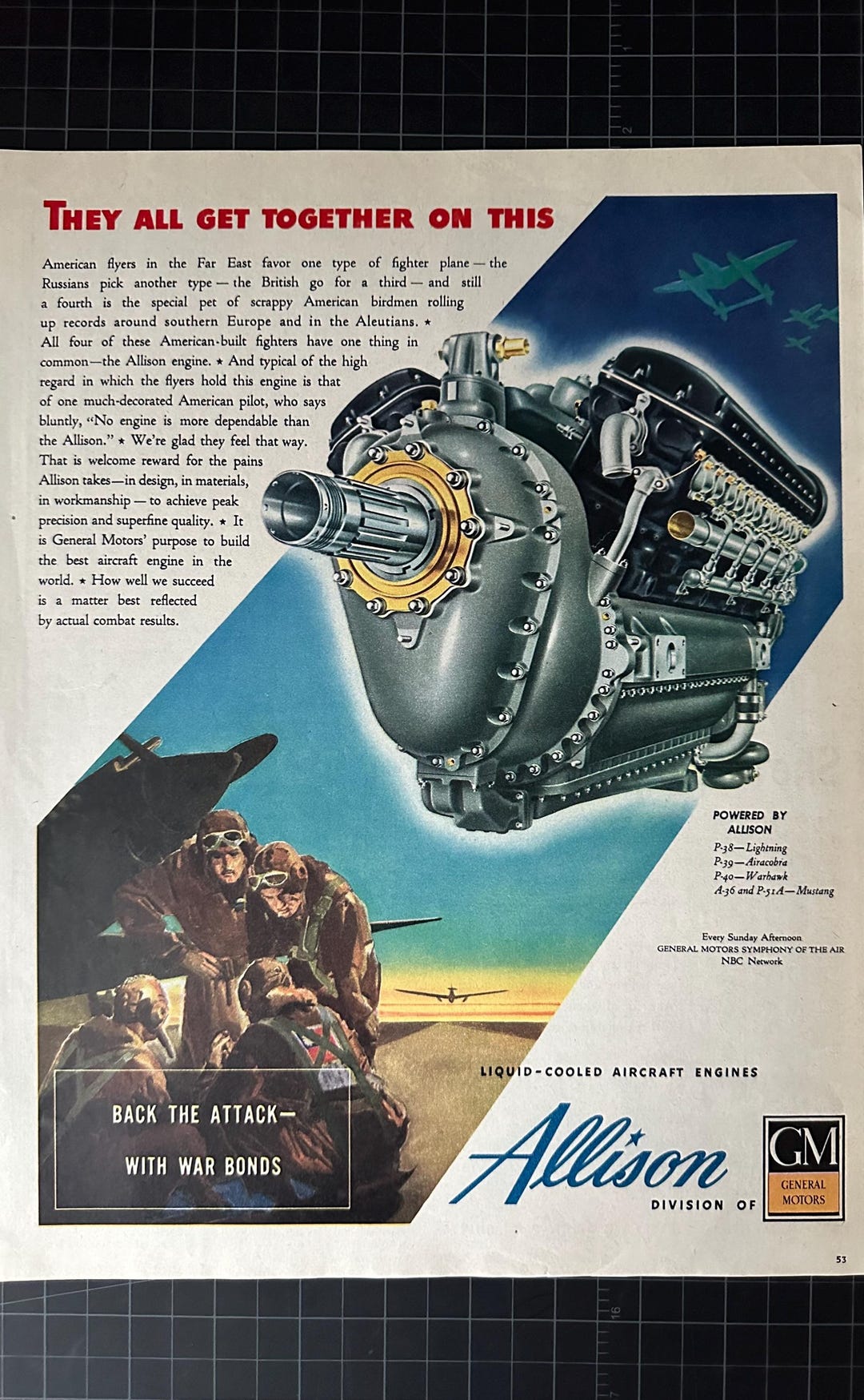Vintage 1940s Allison Aircraft Engines WWII Print Ad - Etsy