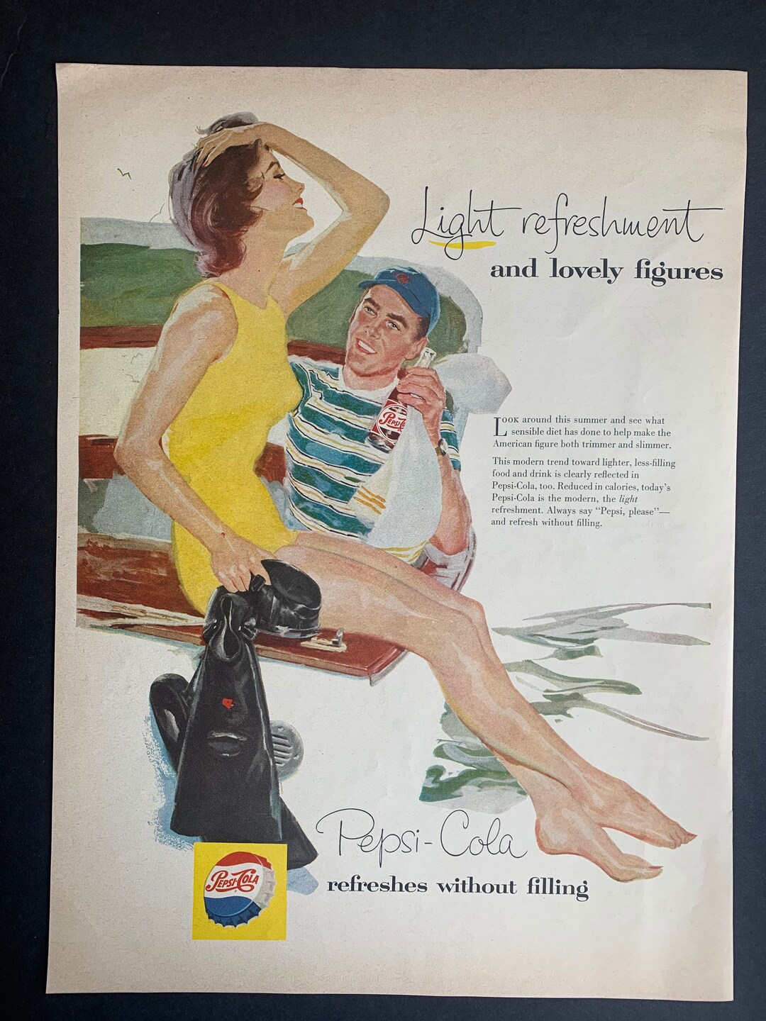 Vintage 1957 Pepsi Original Print Ad - Etsy
