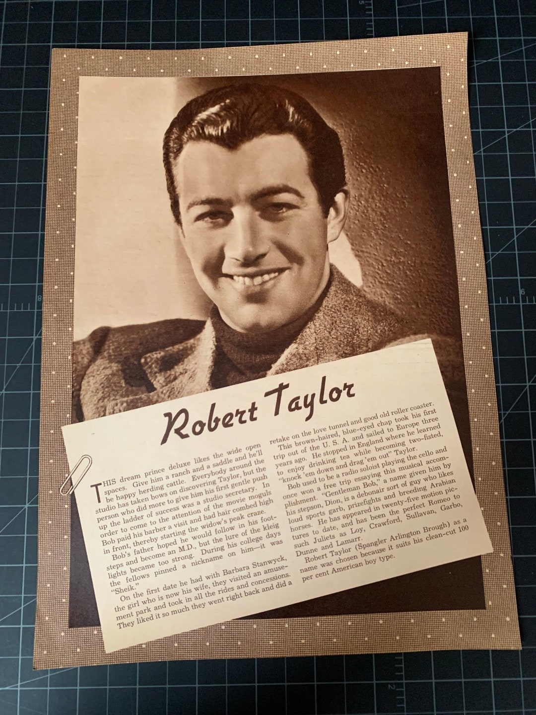 Rare Vintage 1940 Robert Taylor Portrait & Bio - Etsy