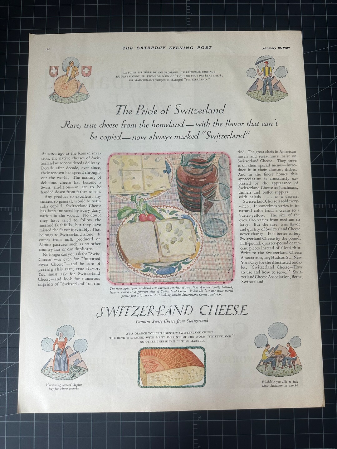 Vintage 1929 Switzerland Cheese Print Ad - Etsy