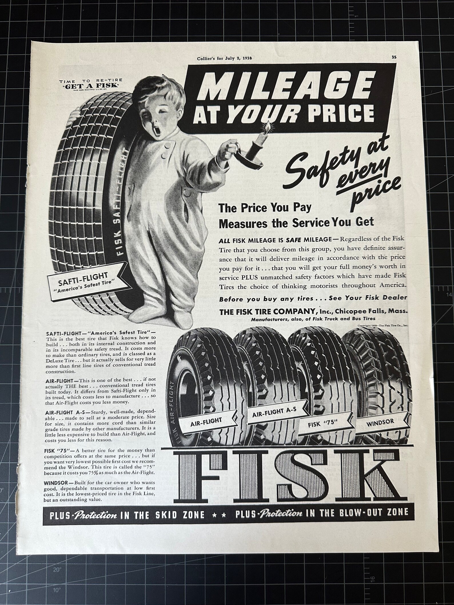 Vintage 1937 Fisk Tires Print Advertisement - Etsy