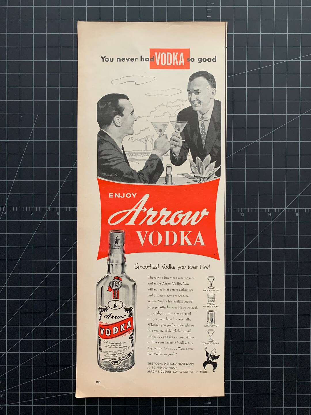 Vintage 1955 Arrow Vodka Print Ad - Etsy