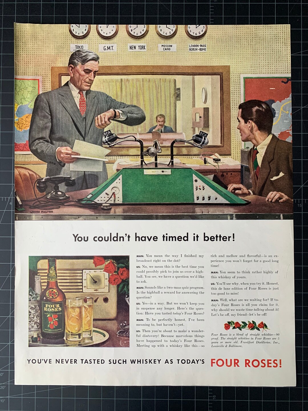 Vintage 1940s Four Roses Whiskey Original Advertisement - Etsy