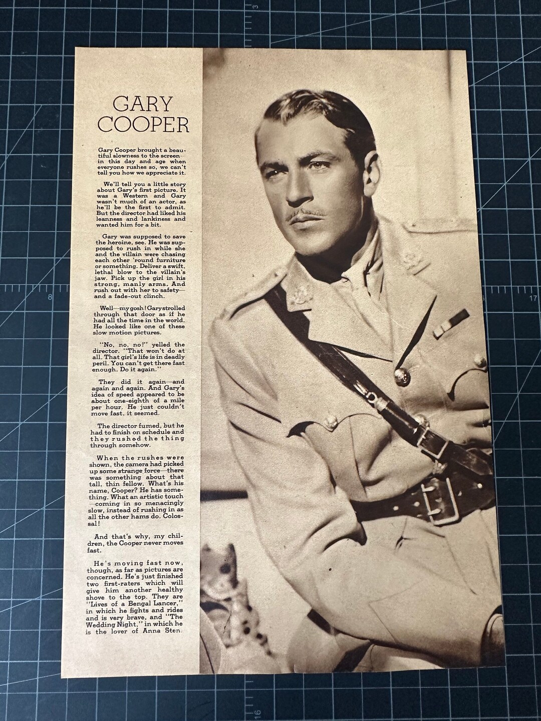 Vintage 1930s Gary Cooper Print Advertisement - Etsy