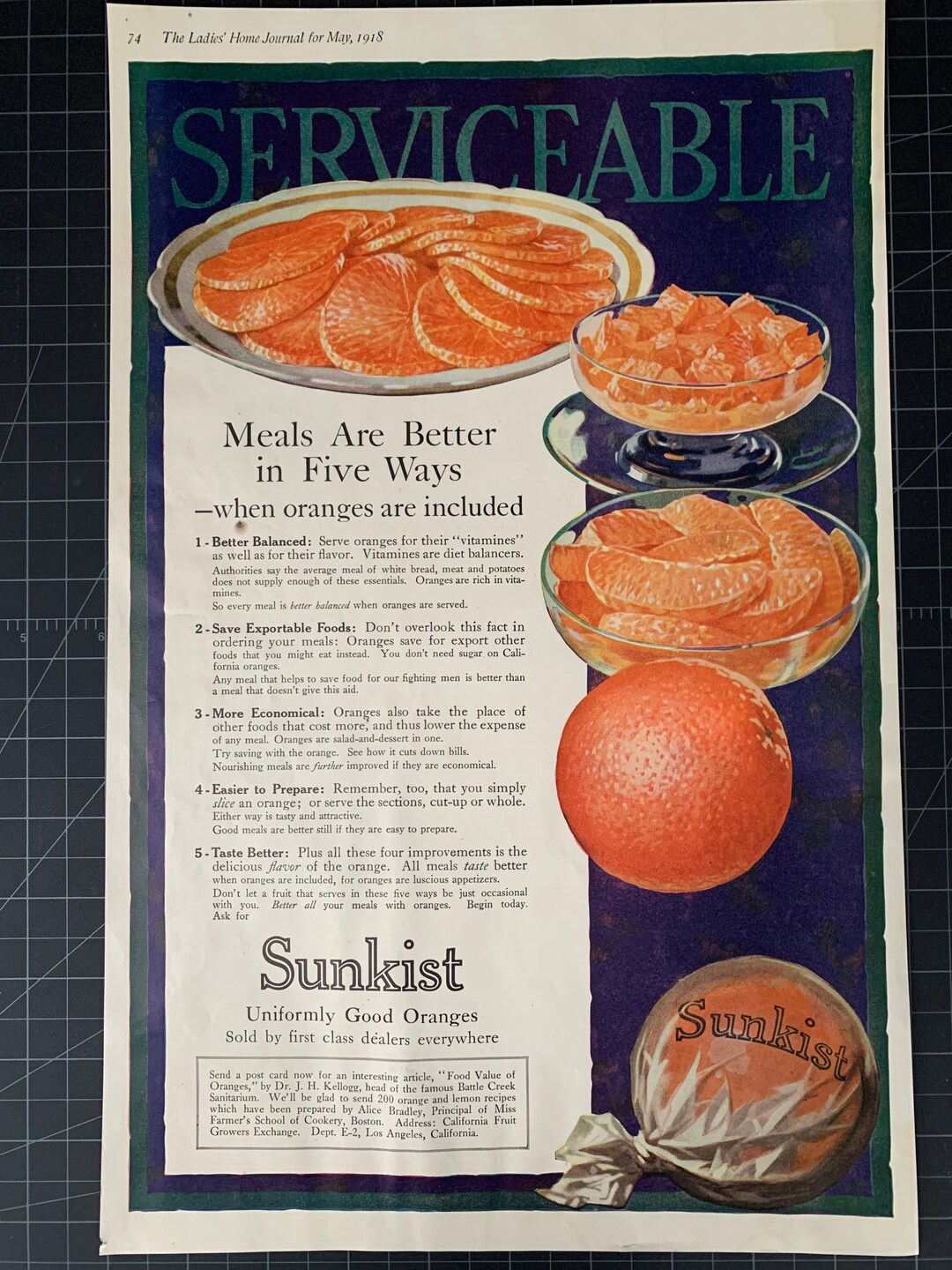 Vintage 1918 Sunkist Oranges Print Advertisement - Etsy