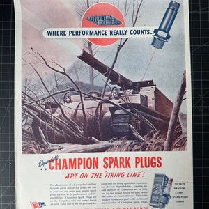 Vintage 1940s Champion Spark Plugs WWII Print Advertisement - Etsy